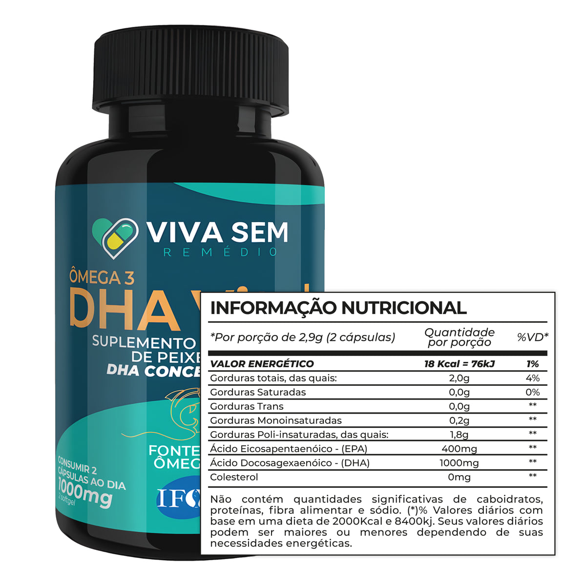⚡ DHA Vital – Fonte de Ômega 3 Concentrado – 60 Cápsulas | Viva Sem Re ...